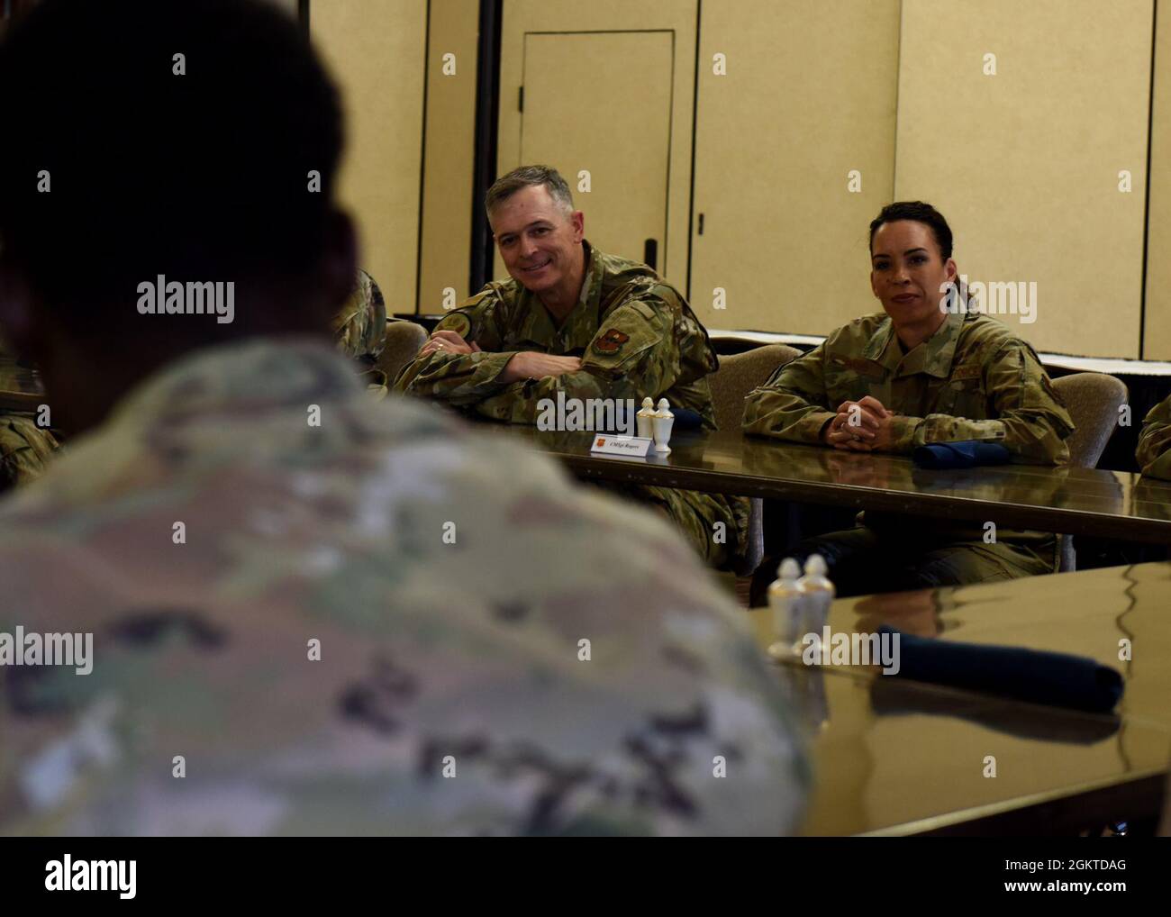U.S. Air Force Maj. Gen. Craig Wills, left, 19th Air Force commander ...