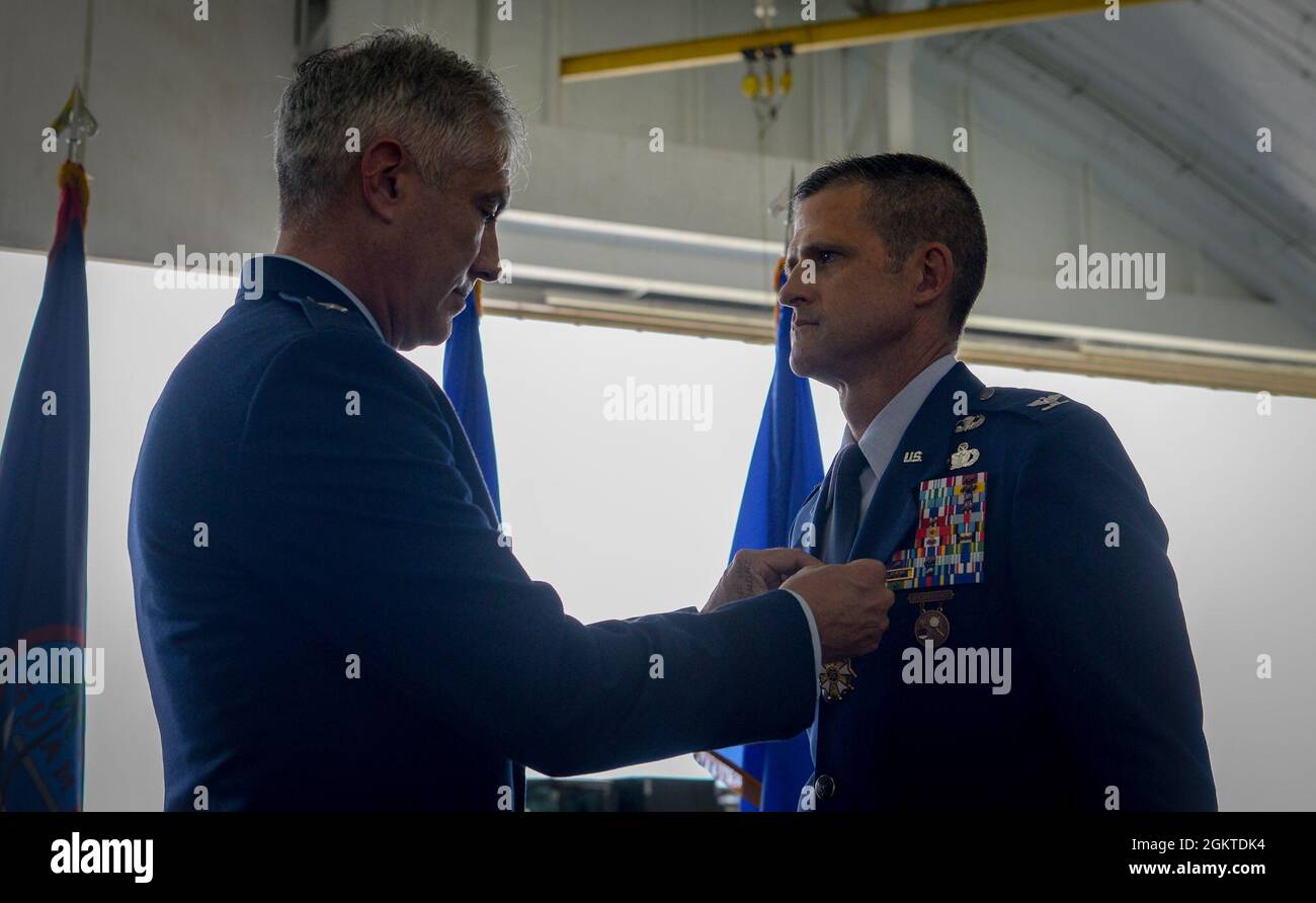 U.S. Air Force Col. Jasin Cooley, 36th Mission Support Group outgoing ...