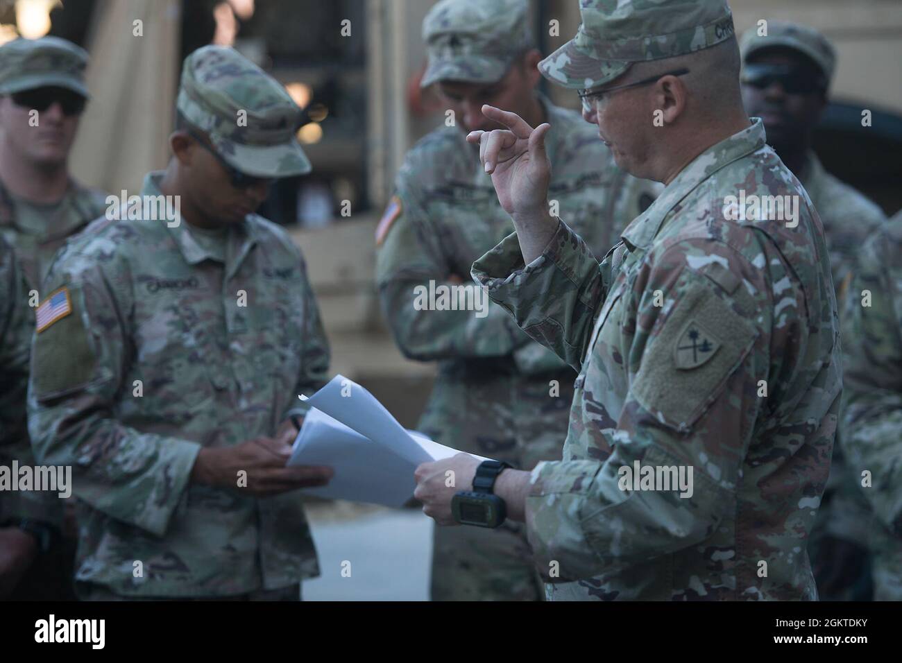 Cavalry Scout student soldiers discuss the days mission before leaving ...