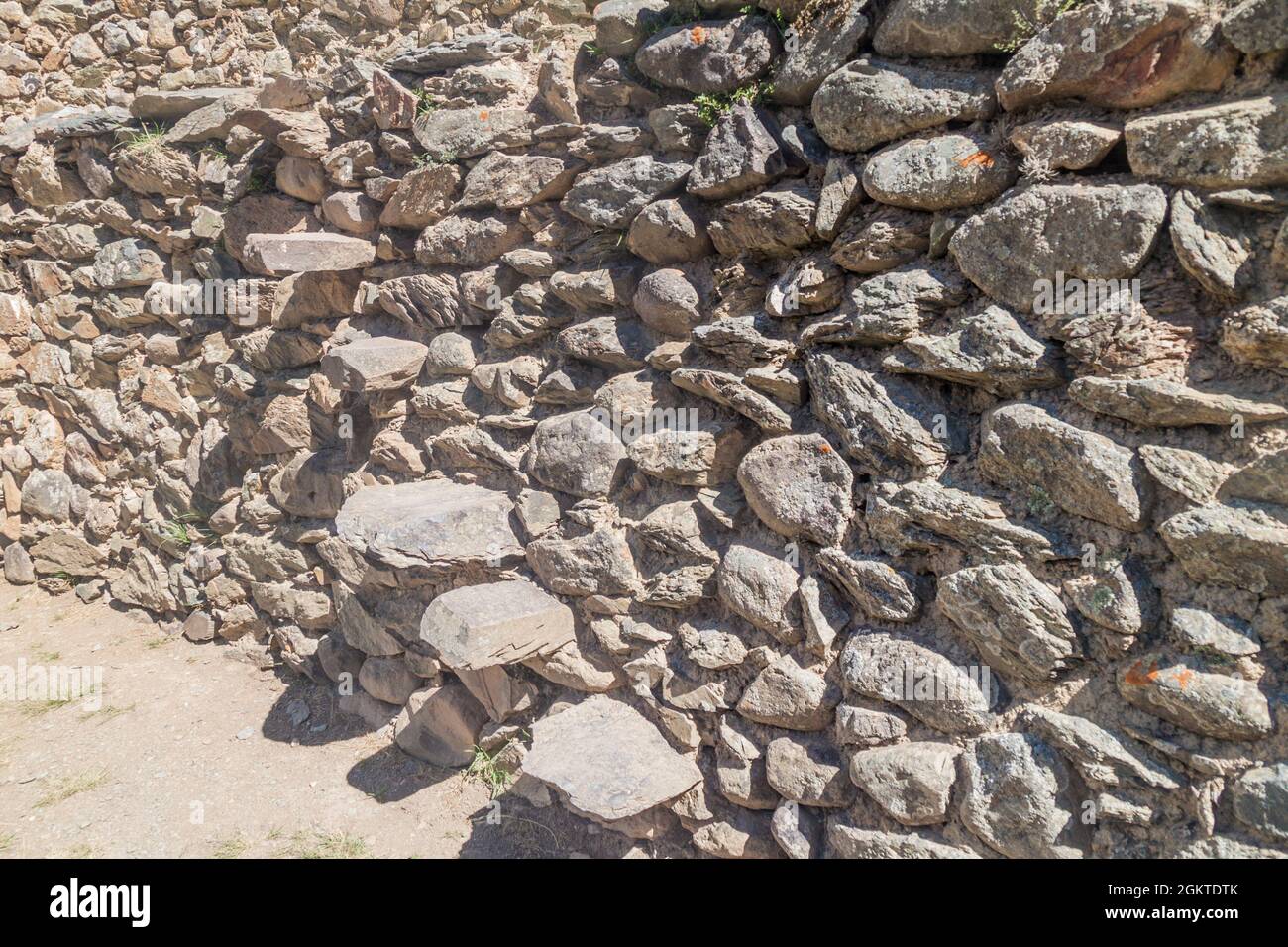 Wall of agricultural terrace with stairs in Ollantaytambo, Sacred ...