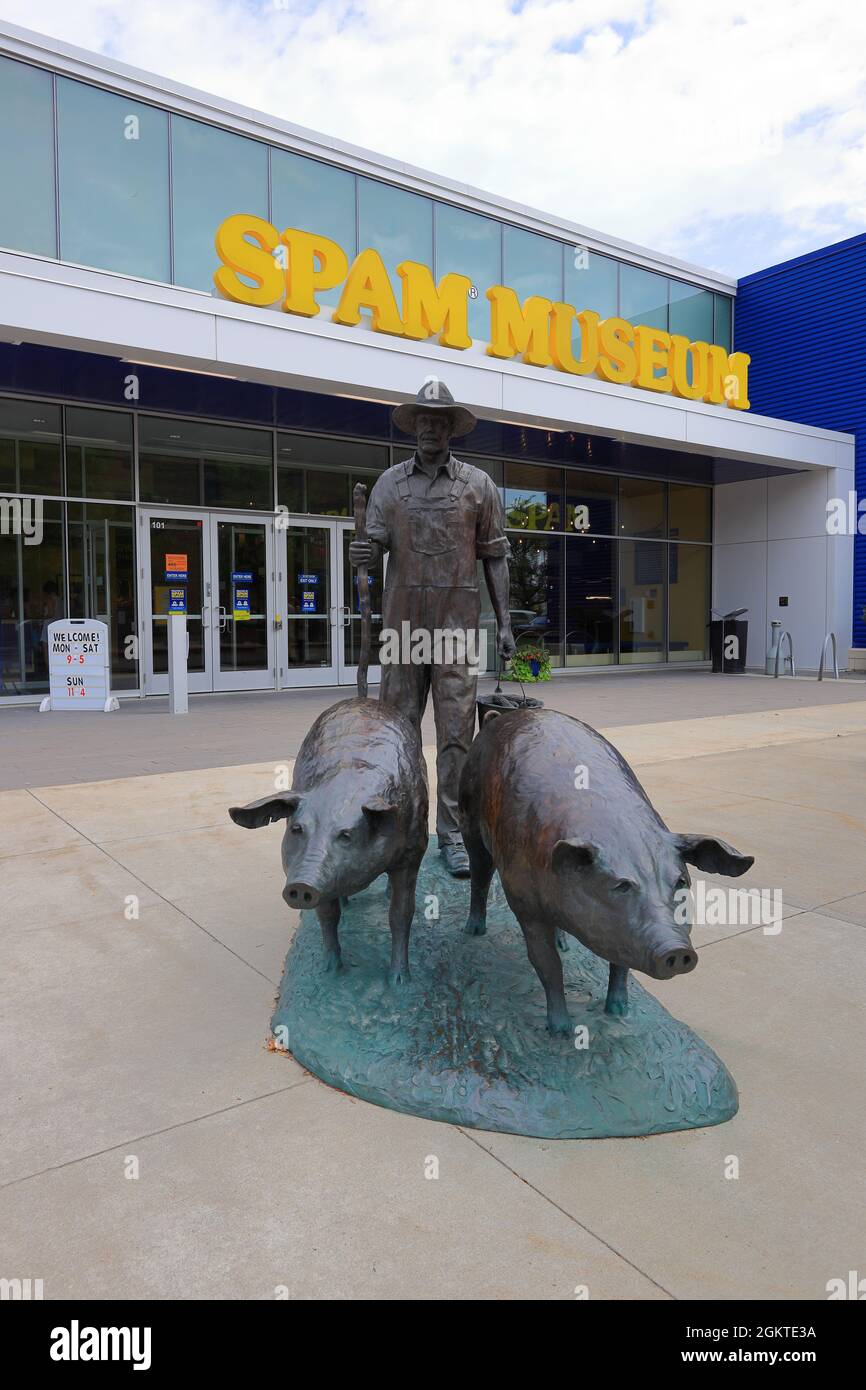 Spam Museum with farmer and pigs statue.Austin.Minnesota.USA Stock ...