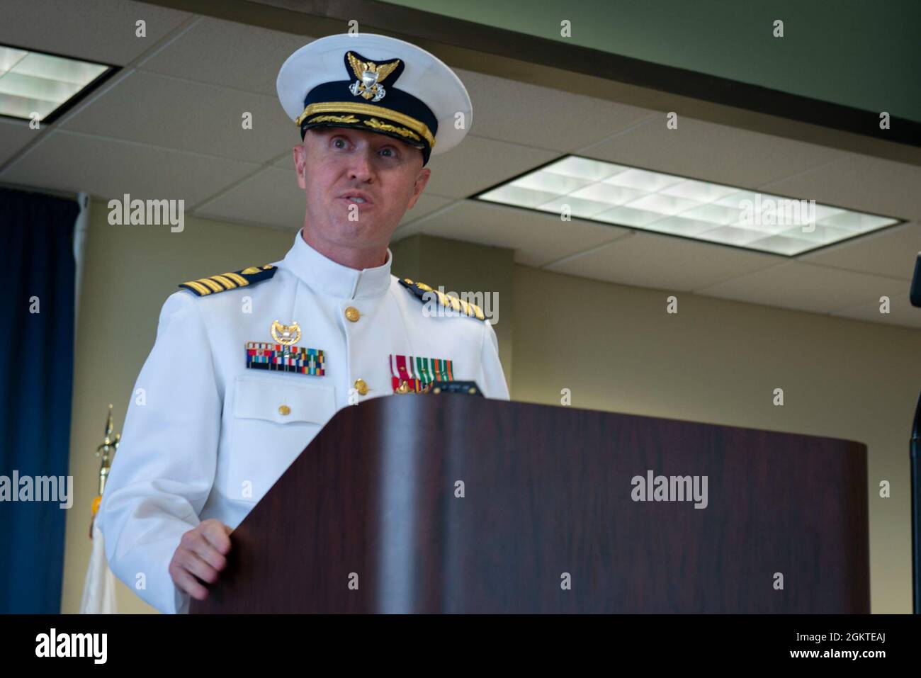 U.S. Coast Guard Capt. Michael Paradise, outgoing commanding officer of ...