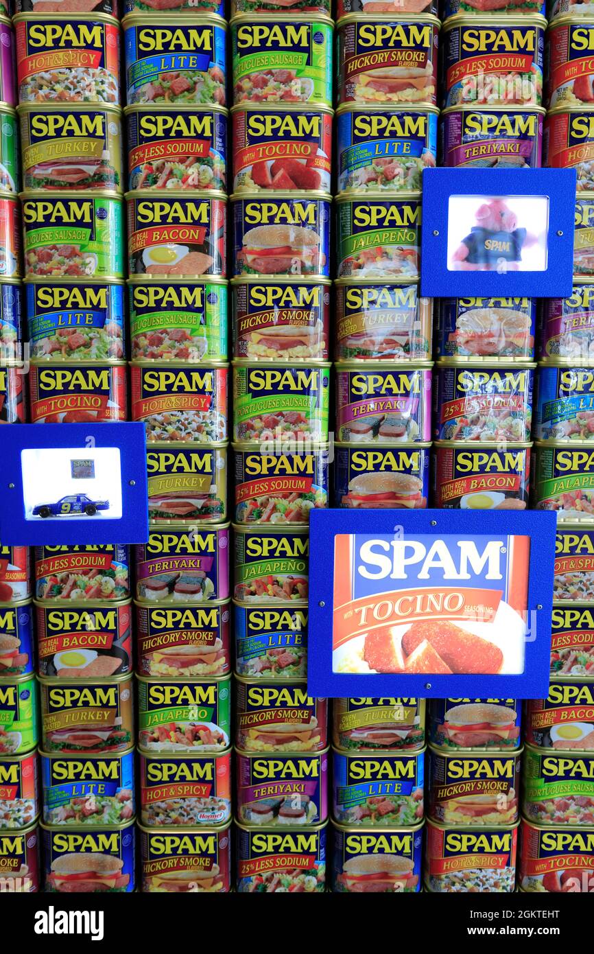 Multi-flavored Spam display in Spam Museum.Austin.Minnesota.USA Stock ...