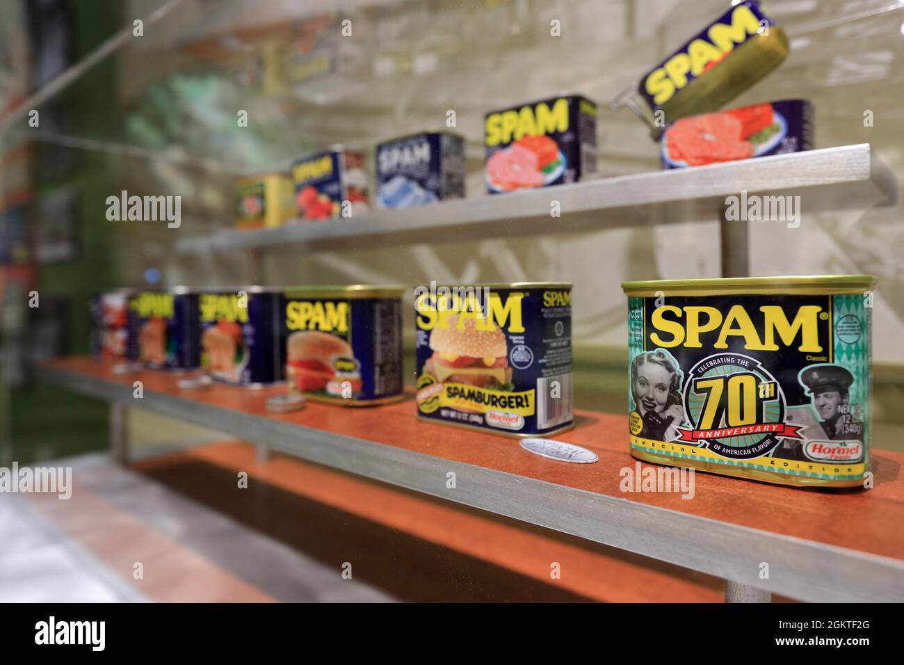 Canned Spam from different periods exhibit in Spam Museum.Austin ...