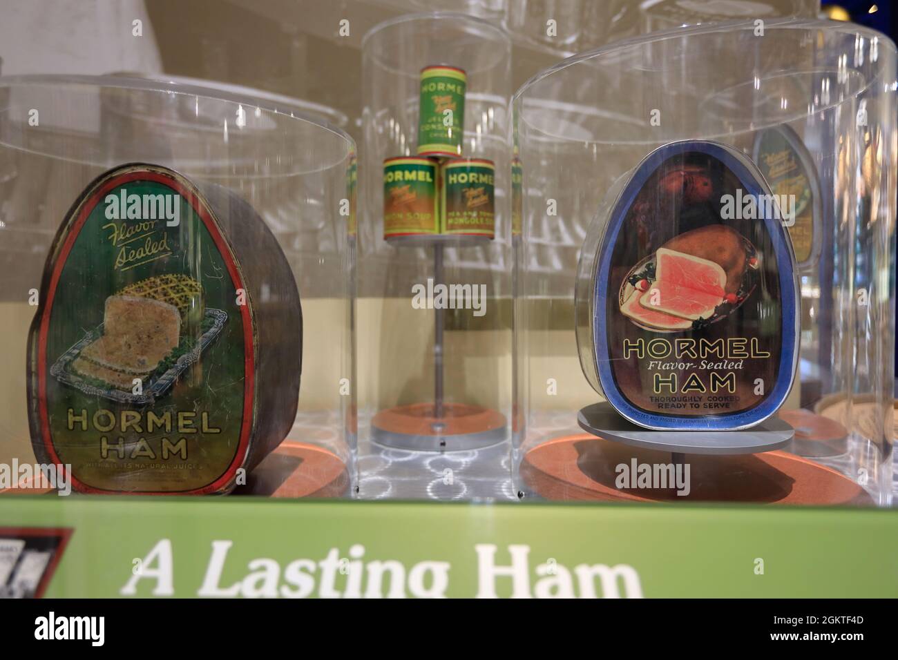 Exhibition of canned ham from Hormel Foods Corporation display in Spam ...