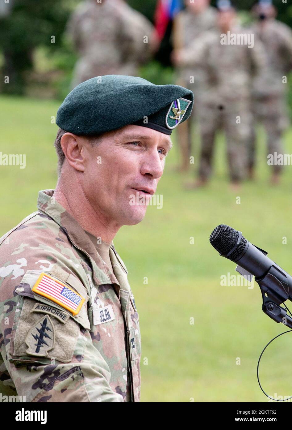 Col. Kent G. Solheim, 165th Infantry Brigade commander, speaks during a ...