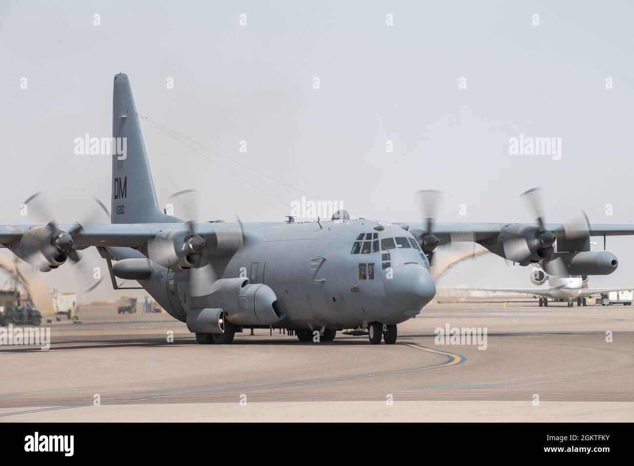 A U.S. Air Force EC-130 Compass Call aircraft, assigned to the 41st ...
