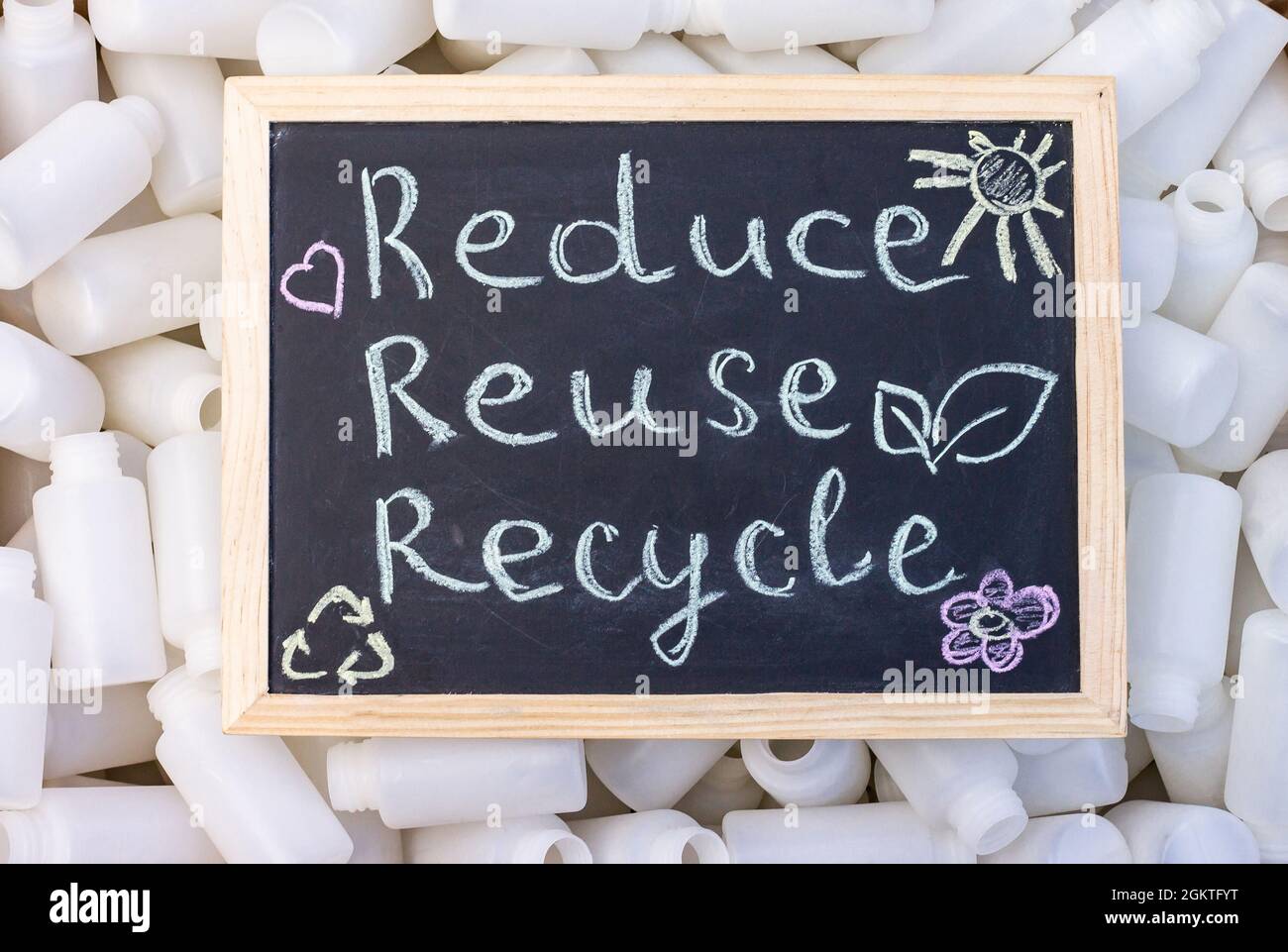Chalk board Reduse Reuse Recycle sign on the background of empty ...