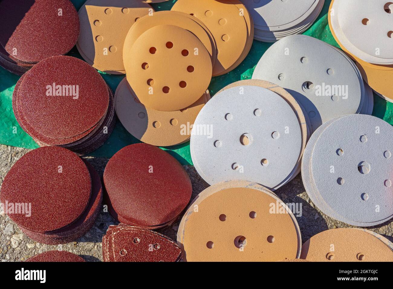 Sanding Pads Abrasive Disc Various Shape and Size Selection Stock Photo ...