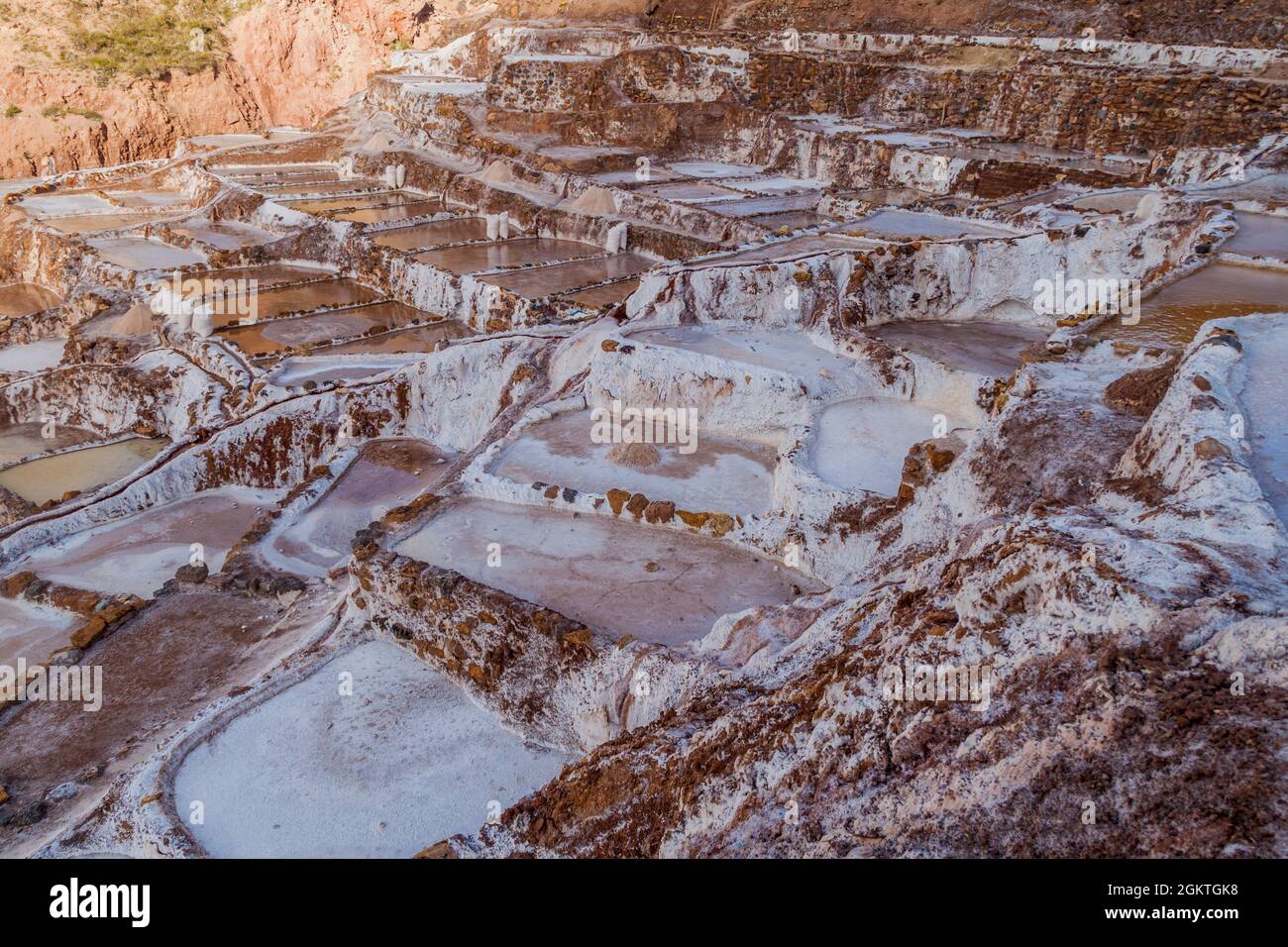 Salt extraction pans (Salinas) in Sacred Valley of Incas, Peru Stock ...