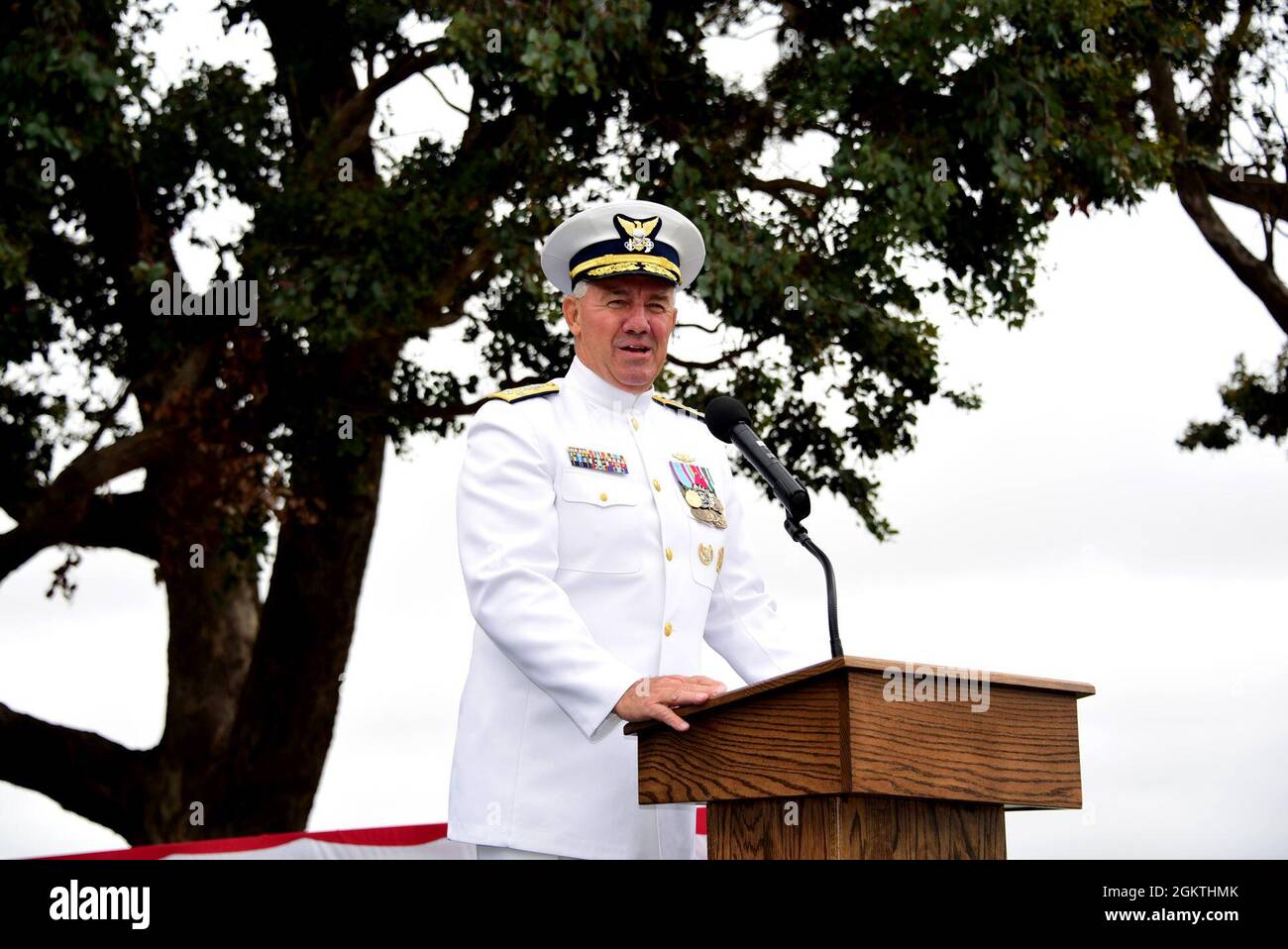 Coast Guard Commandant Adm. Karl L. Schultz speaks during the Pacific ...