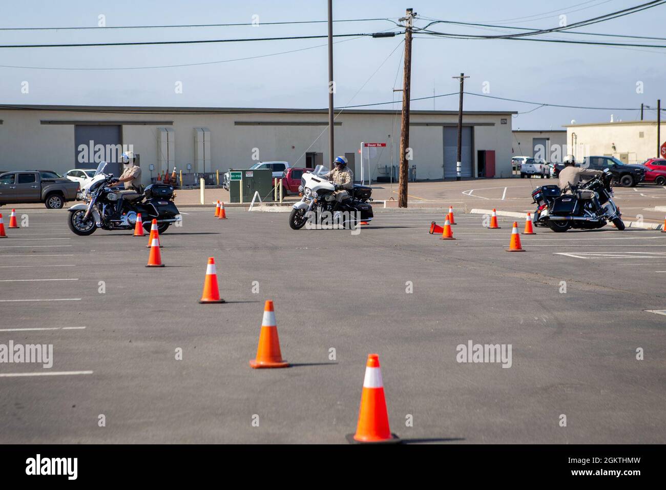 California Highway Patrolmen demonstrate motorcycle safety during the ...