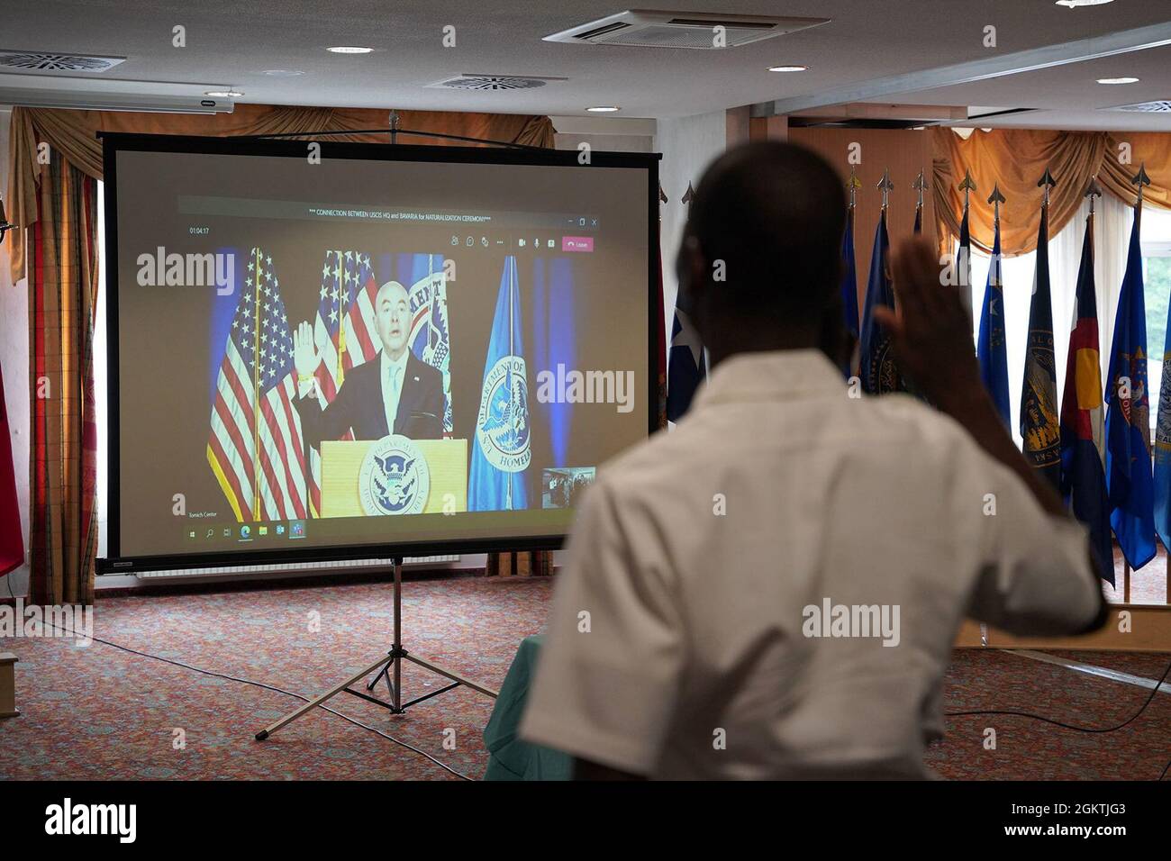 DHS Secretary of Homeland Security Alejandro Mayorkas virtually ...