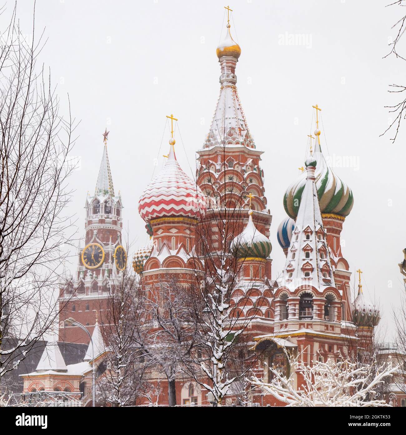 saint basil cathedral, Empty red square, moscow, russia. Pokrovskiy ...