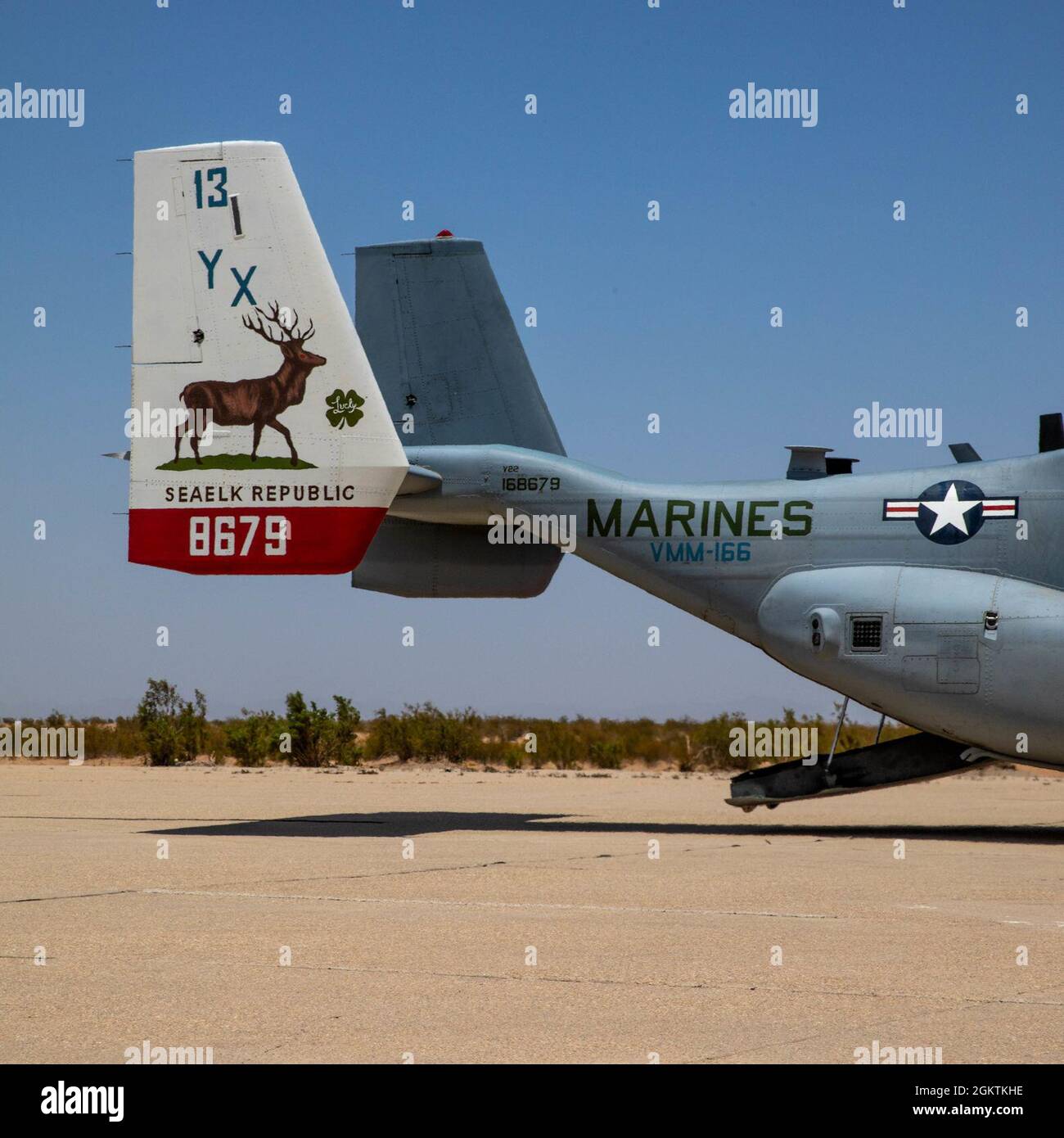 The flagship aircraft with Marine Medium Tiltrotor Squadron (VMM) 166 ...