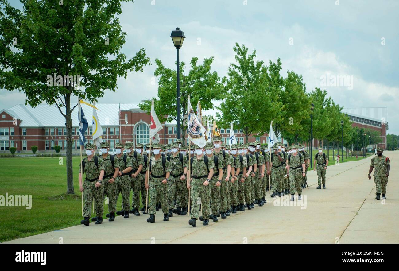 A recruit division marches in formation at Recruit Training Command ...