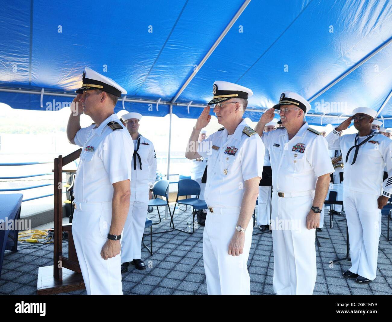 U.S. Navy Surgeon General Rear Adm. Bruce Gillingham (right), Naval ...
