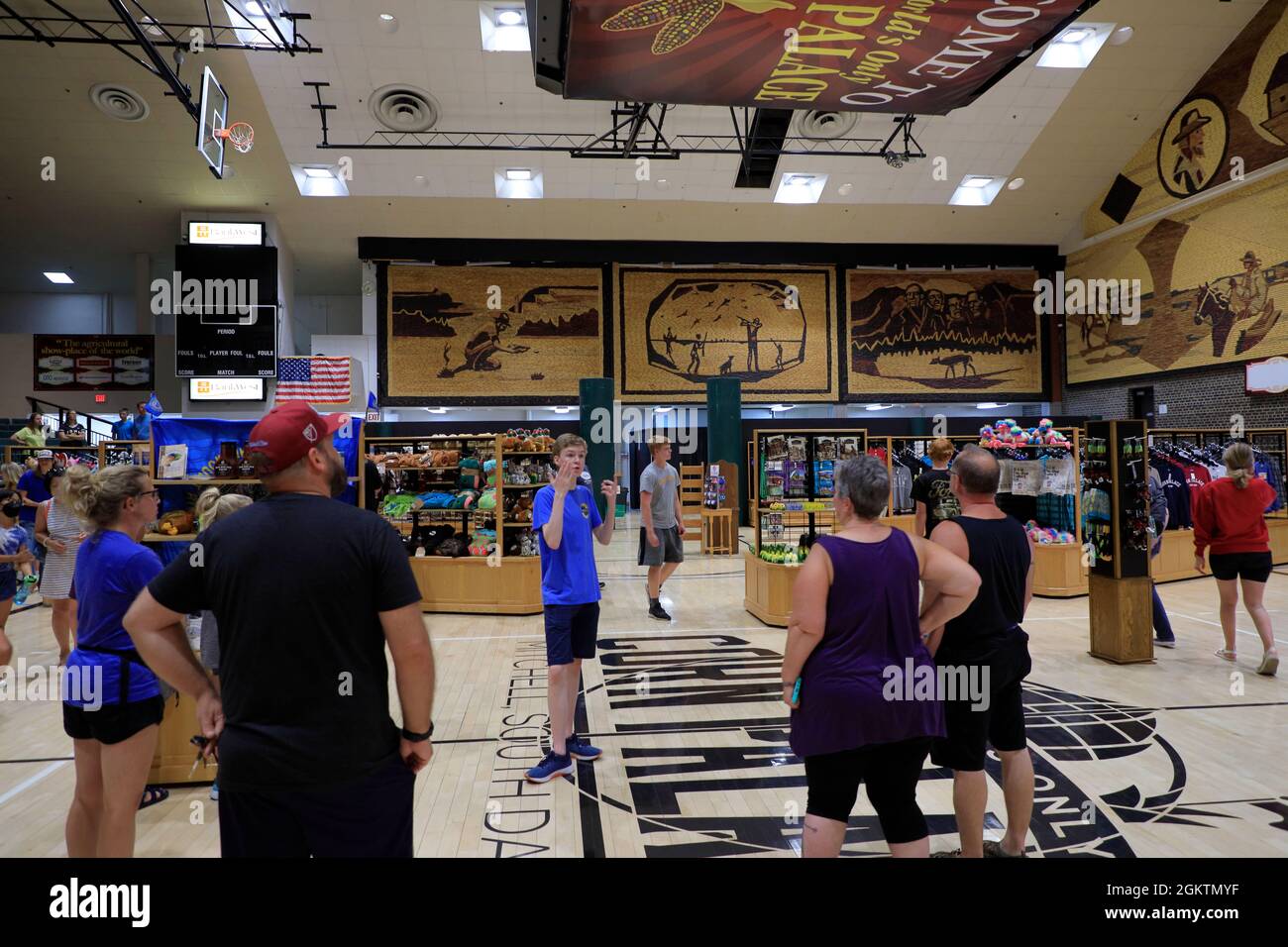 A tour group inside Mitchell Corn Palace aka The World's Only Corn ...