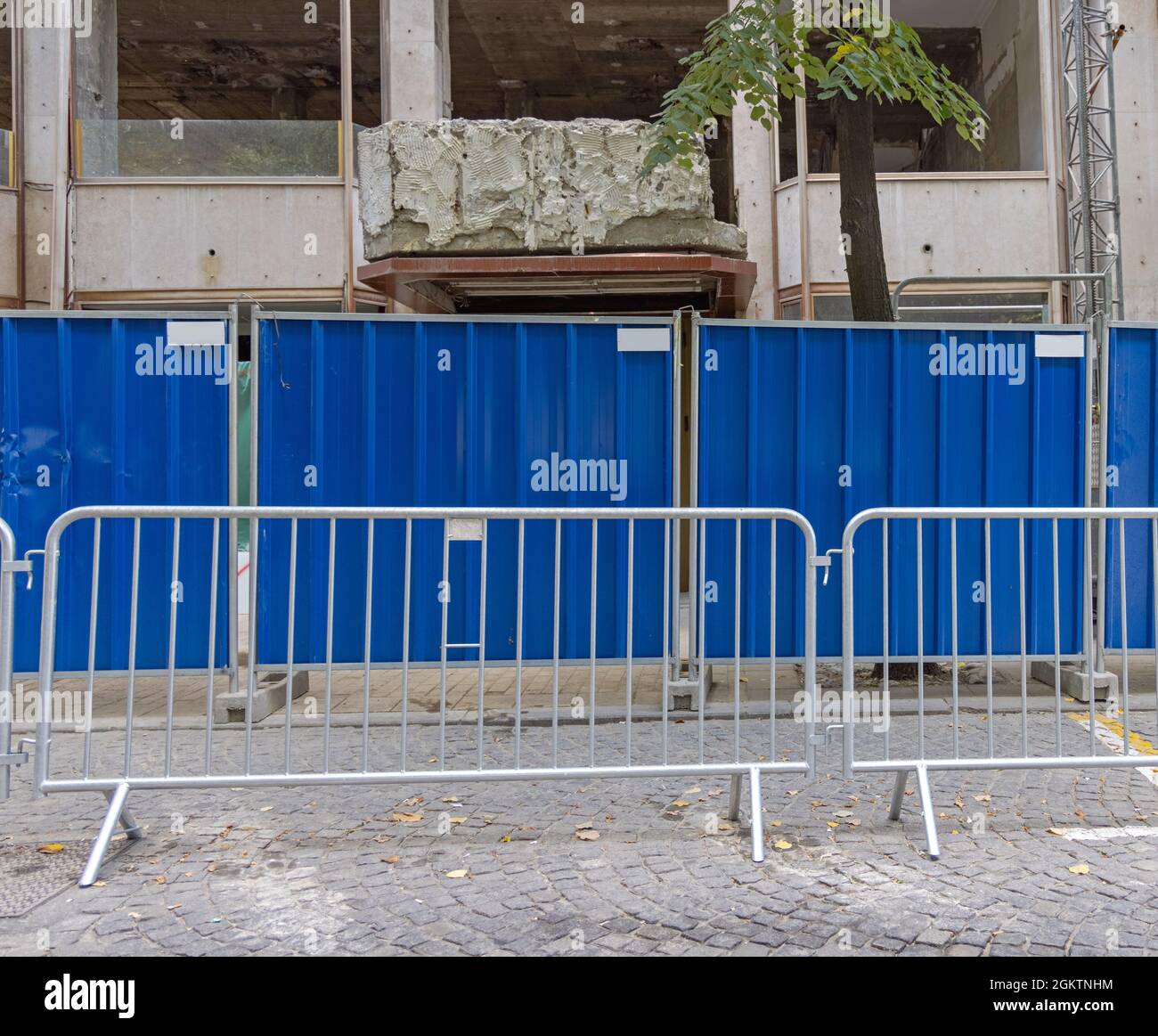 Fence Barrier Protection at City Street Construction Site Stock Photo ...