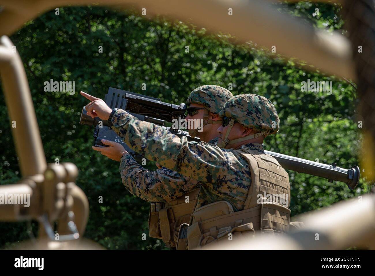 U.S. Marines with the Ground Based Air Defense Program, conduct a ...