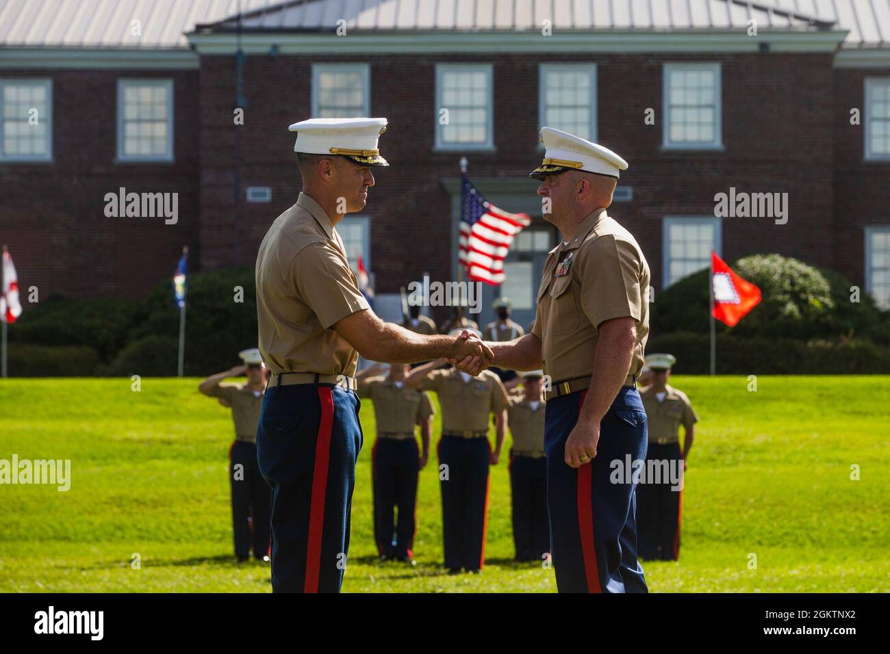 U.S. Marine Corps Lt. Col. James D. Thornburg Jr, right, outgoing ...