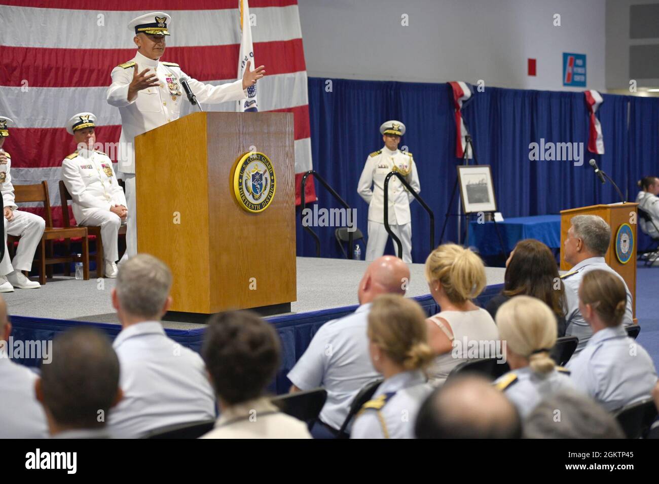 Rear Adm. Anthony “Jack” Vogt makes departing remarks as 13th Coast ...