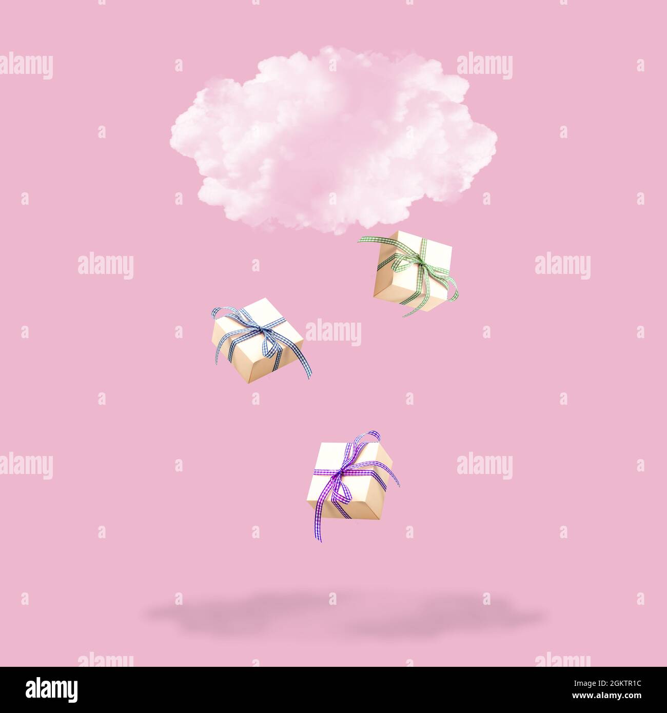 Gifts falling from the cloud Stock Photo - Alamy