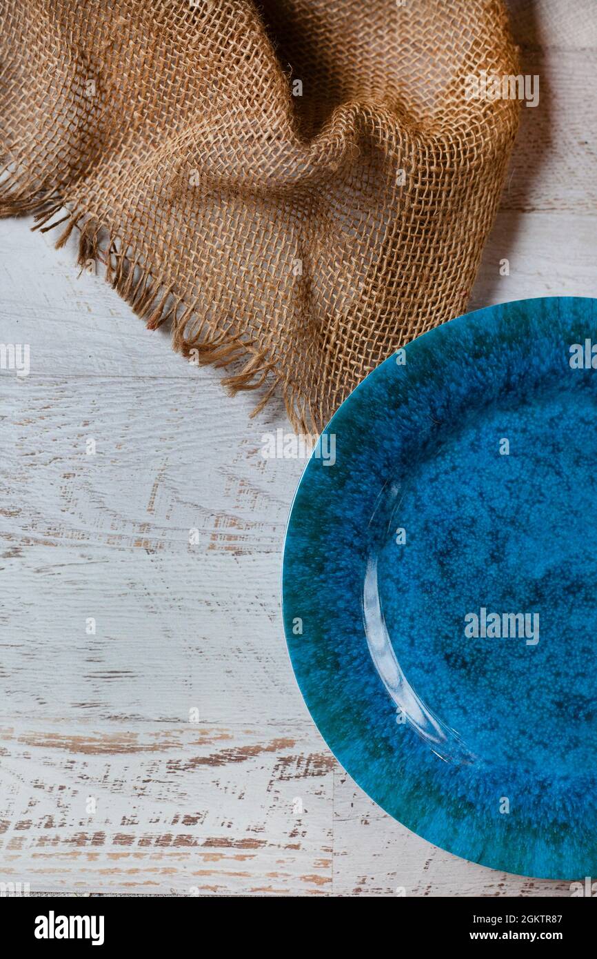 rustic table setting background with copy space Stock Photo - Alamy