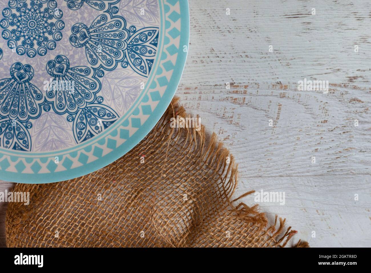 rustic table setting background with copy space Stock Photo - Alamy