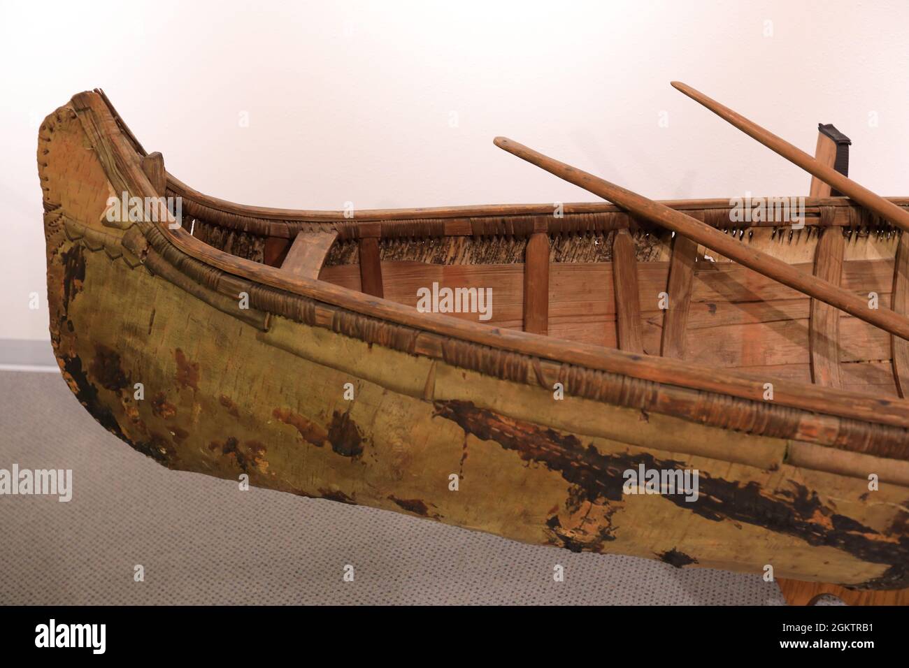 A closed up view of Santee Sioux Birchbark Canoe used in Eastern ...