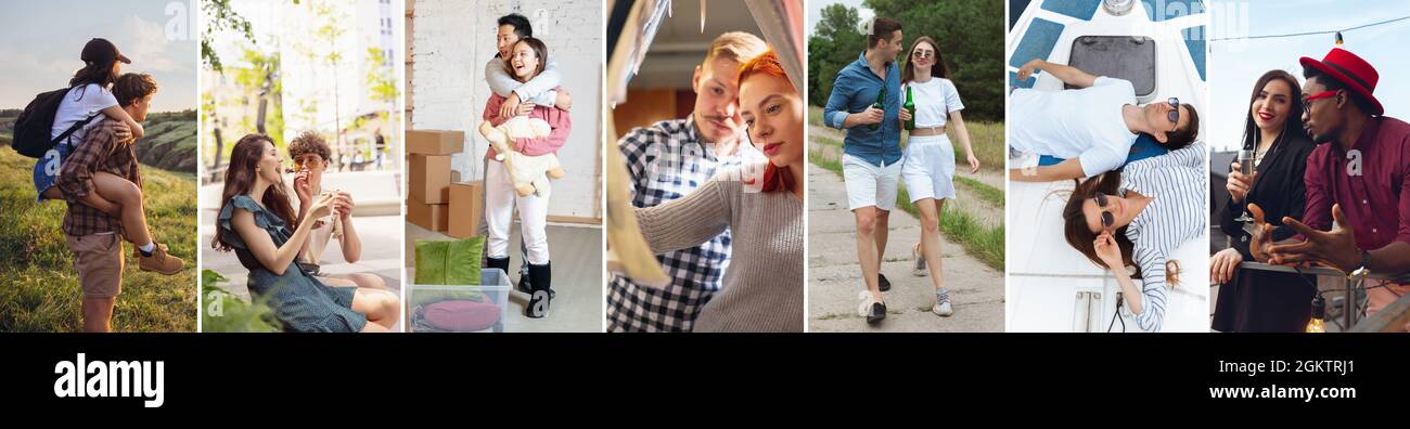 Collage happy young couples hi-res stock photography and images - Alamy