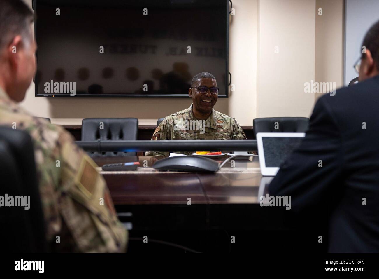 U.S. Air Force Maj. Gen. Randall Reed (center), Third Air Force ...