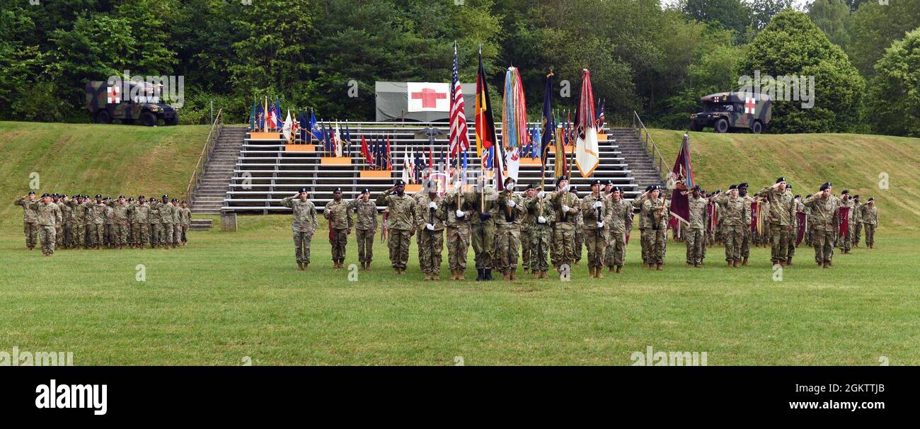 U.S. Army officers and colors with the 30th Medical Brigade render ...