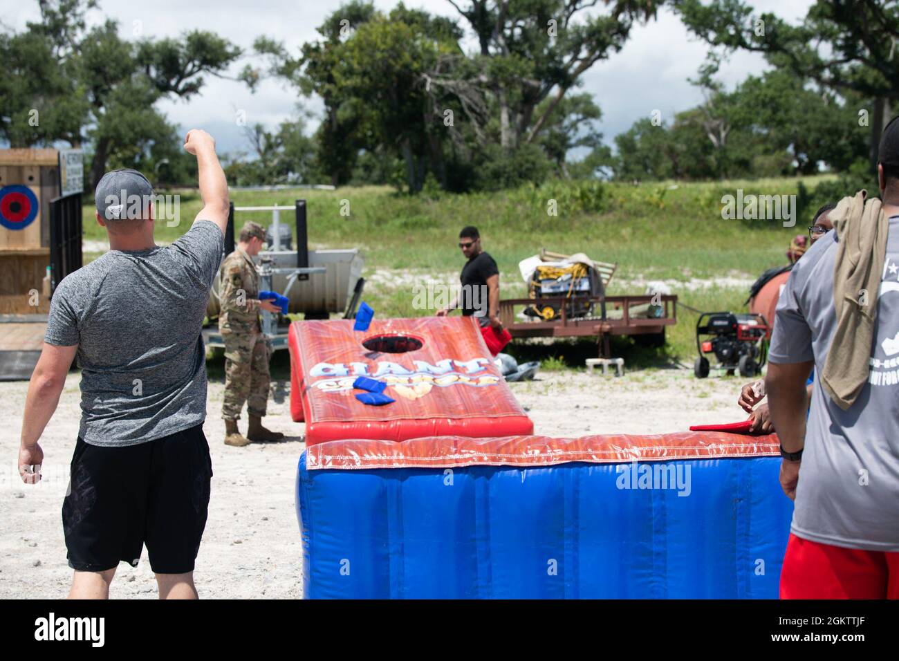Checkertail Airmen play cornhole during Freedom Fest at Tyndall Air ...