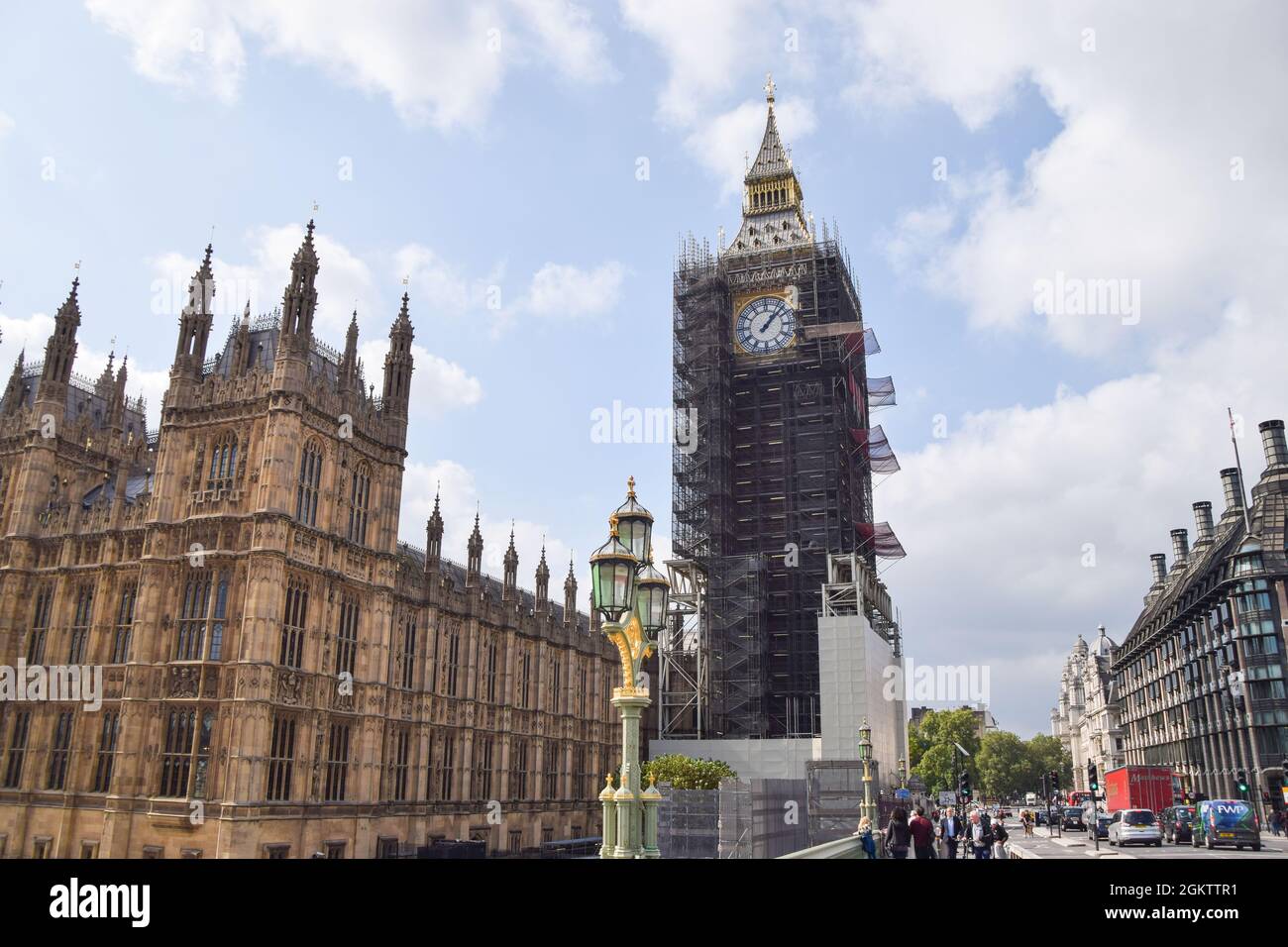 London, United Kingdom. 15th September 2021. Big Ben's renovated clock ...