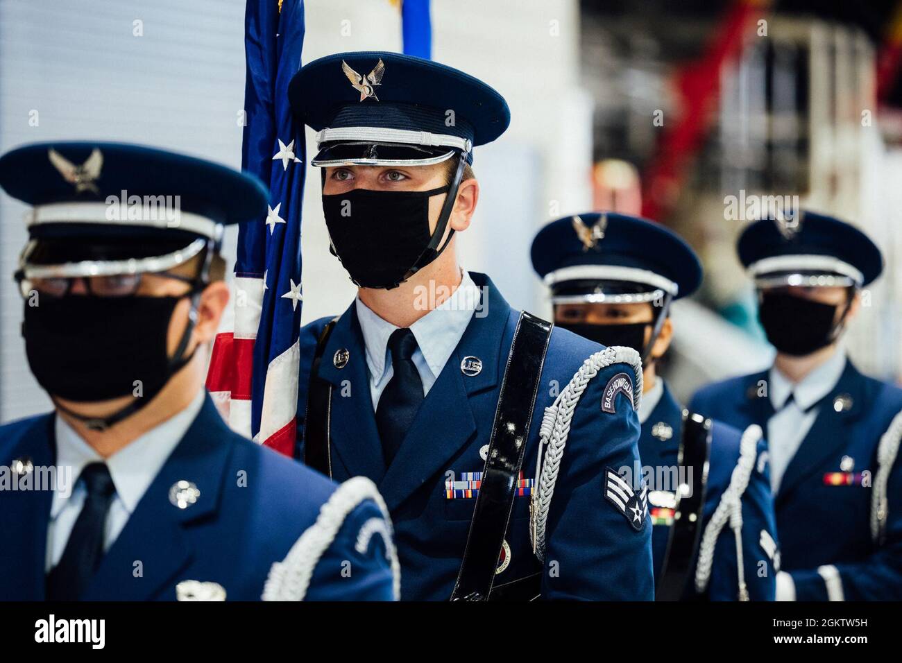 Airmen with the 375th Air Mobility Wing honor guard prepare to take ...