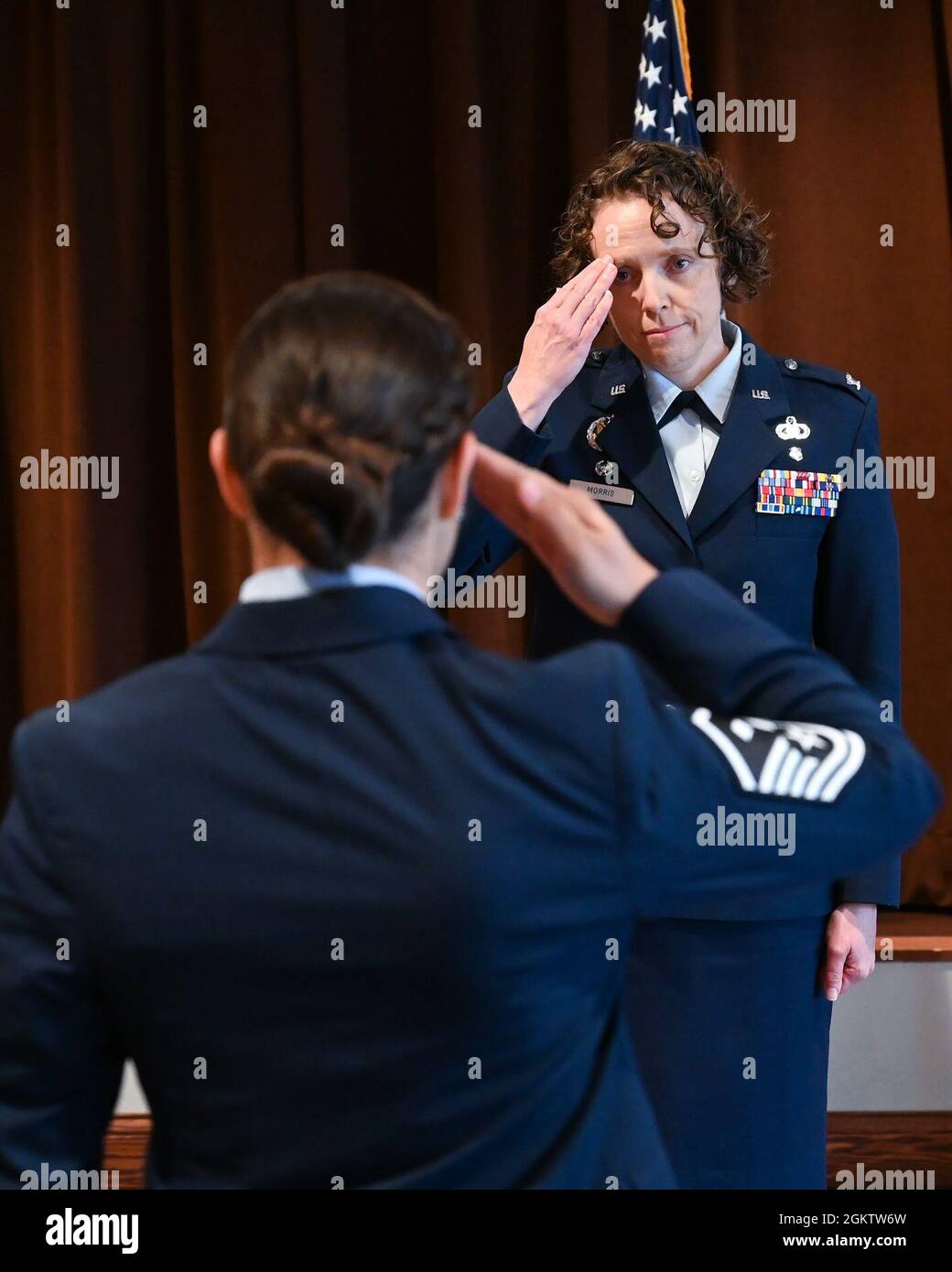 Col. Sirena Morris, 88th Mission Support Group commander, receives the ...