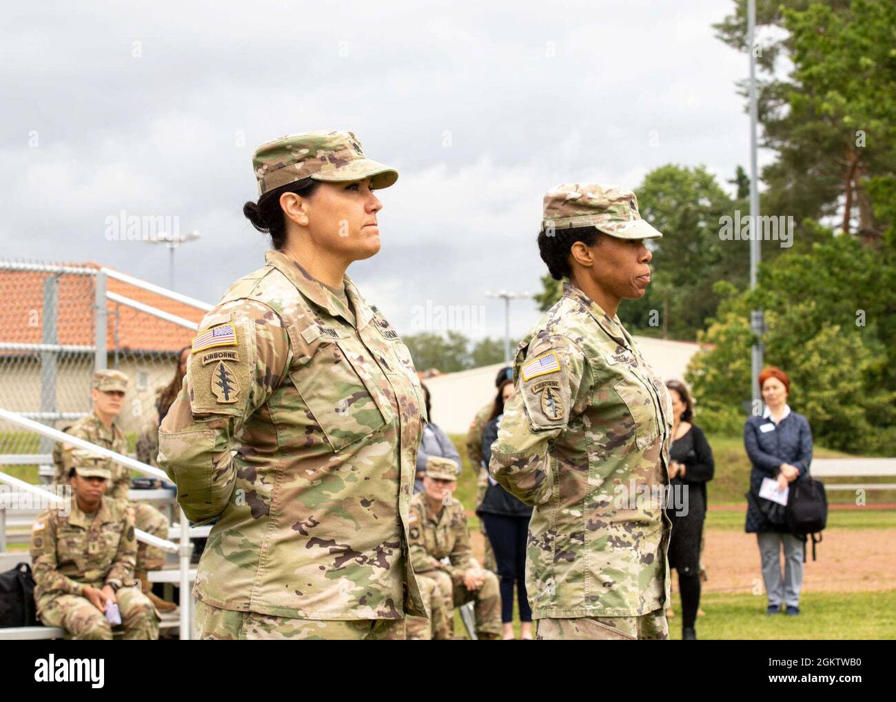 U.S. Army Lt. Cols. Casey Wilson (left) and Christina Buchner, stand at ...