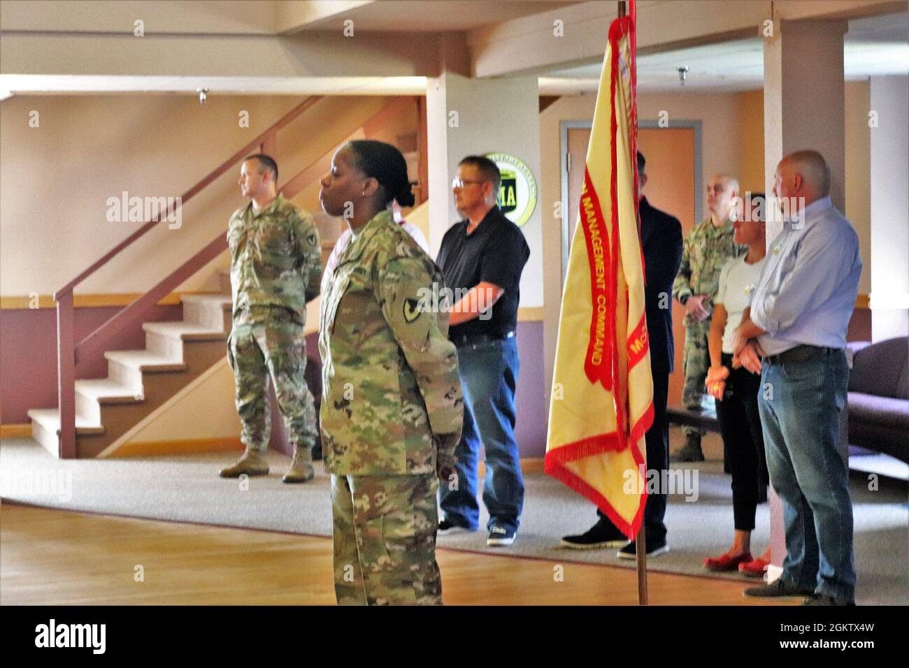 Garrison leaders and installation community members are in attendance as Command Sgt. Maj ...