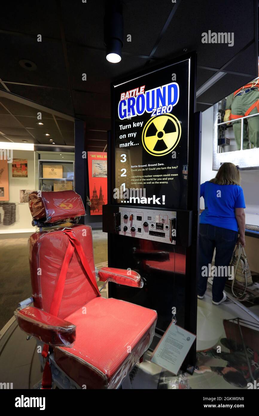 A red missile crew member chair display in Battle Ground Ground Zero ...