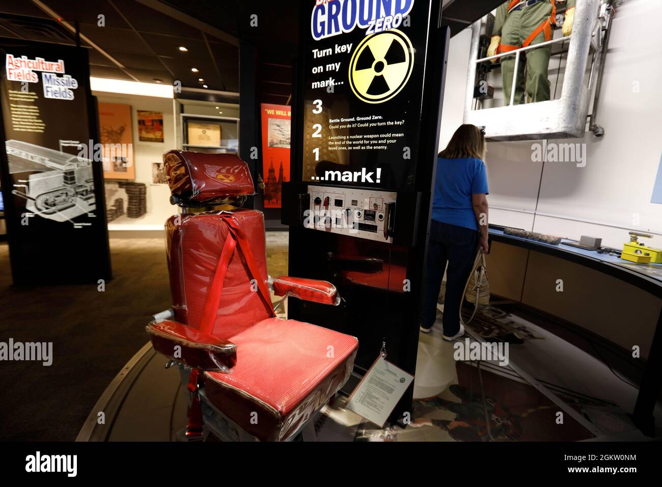 A red missile crew member chair display in Battle Ground Ground Zero ...