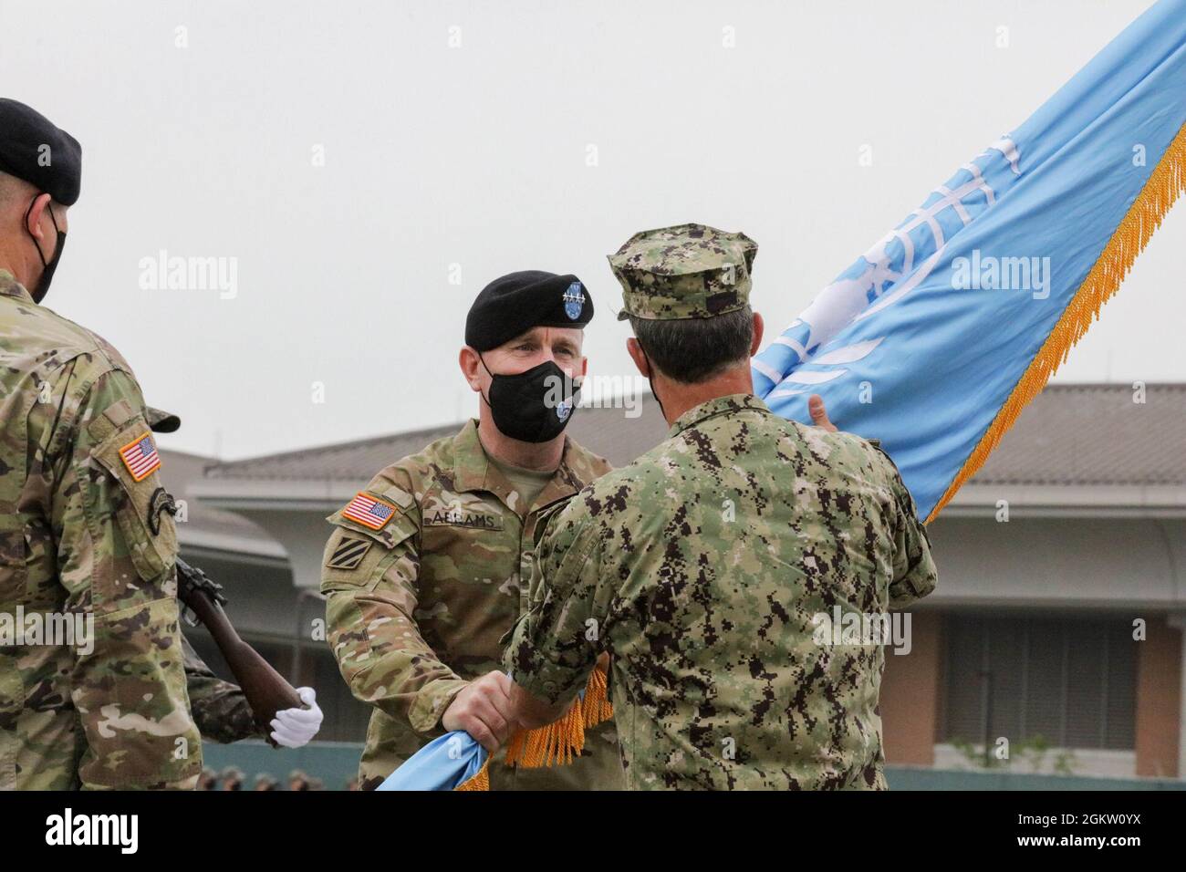 General Robert B. "Abe" Abrams passes the United Nations Command colors ...