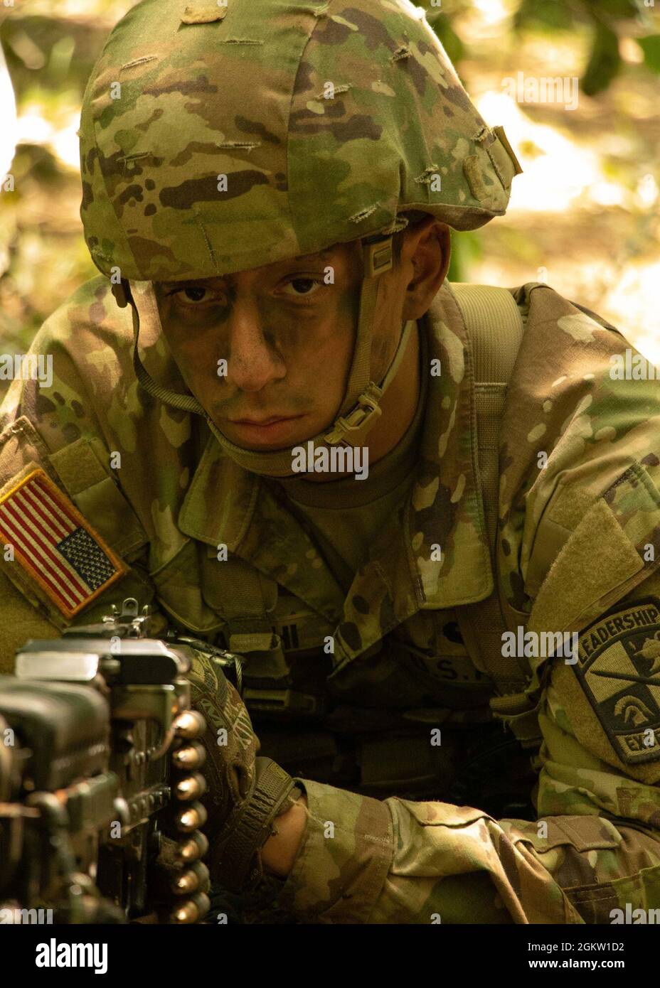 Cadet Jacob Bianchi, University of Texas San Antonio, aims a 240 Bravo ...