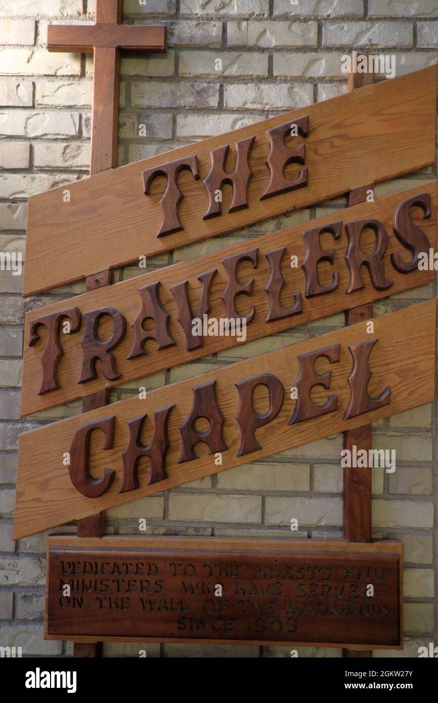 The sign of Travelers Chapel inside of Wall Drug Store.Wall.South ...