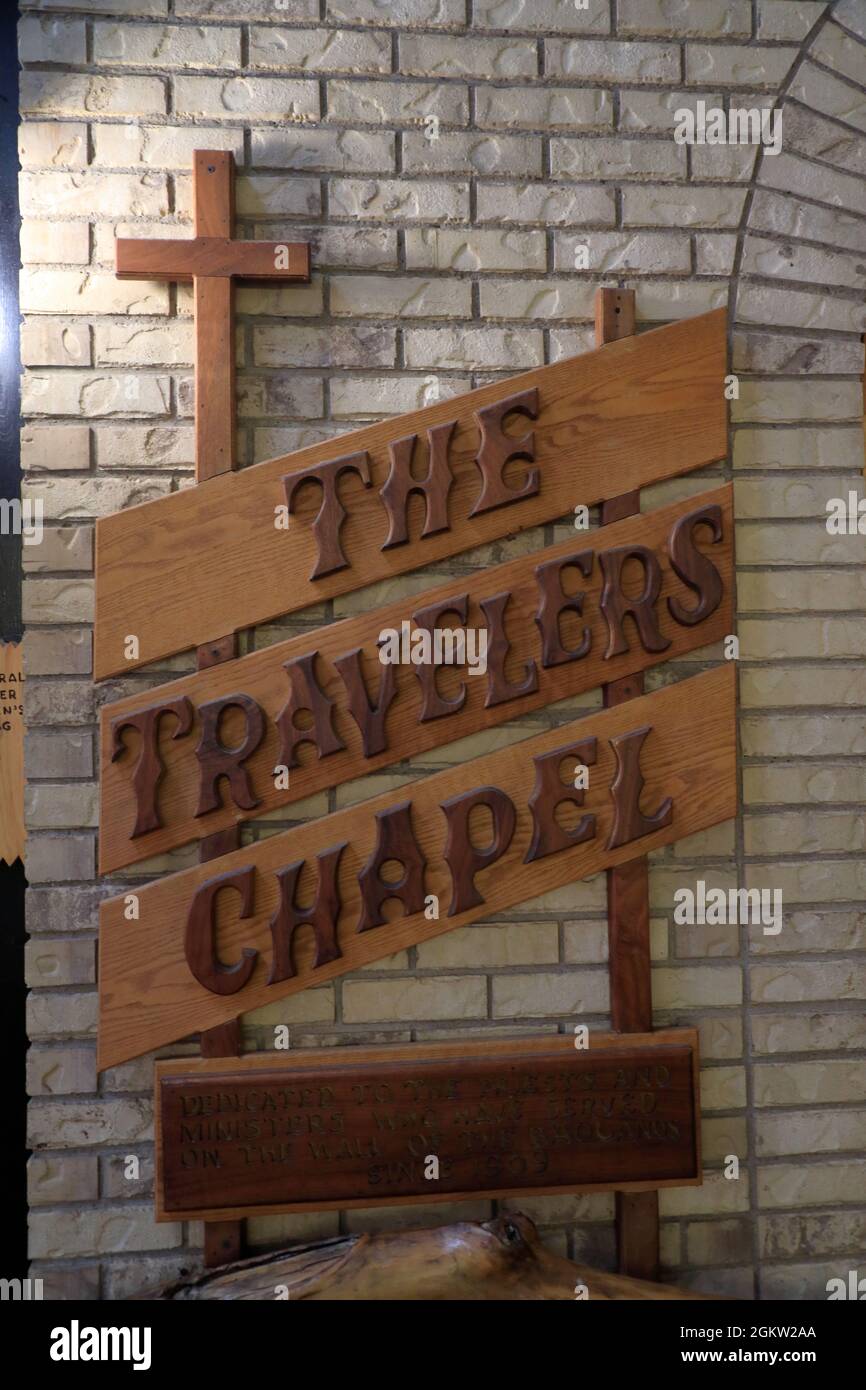 The sign of Travelers Chapel inside of Wall Drug Store.Wall.South ...