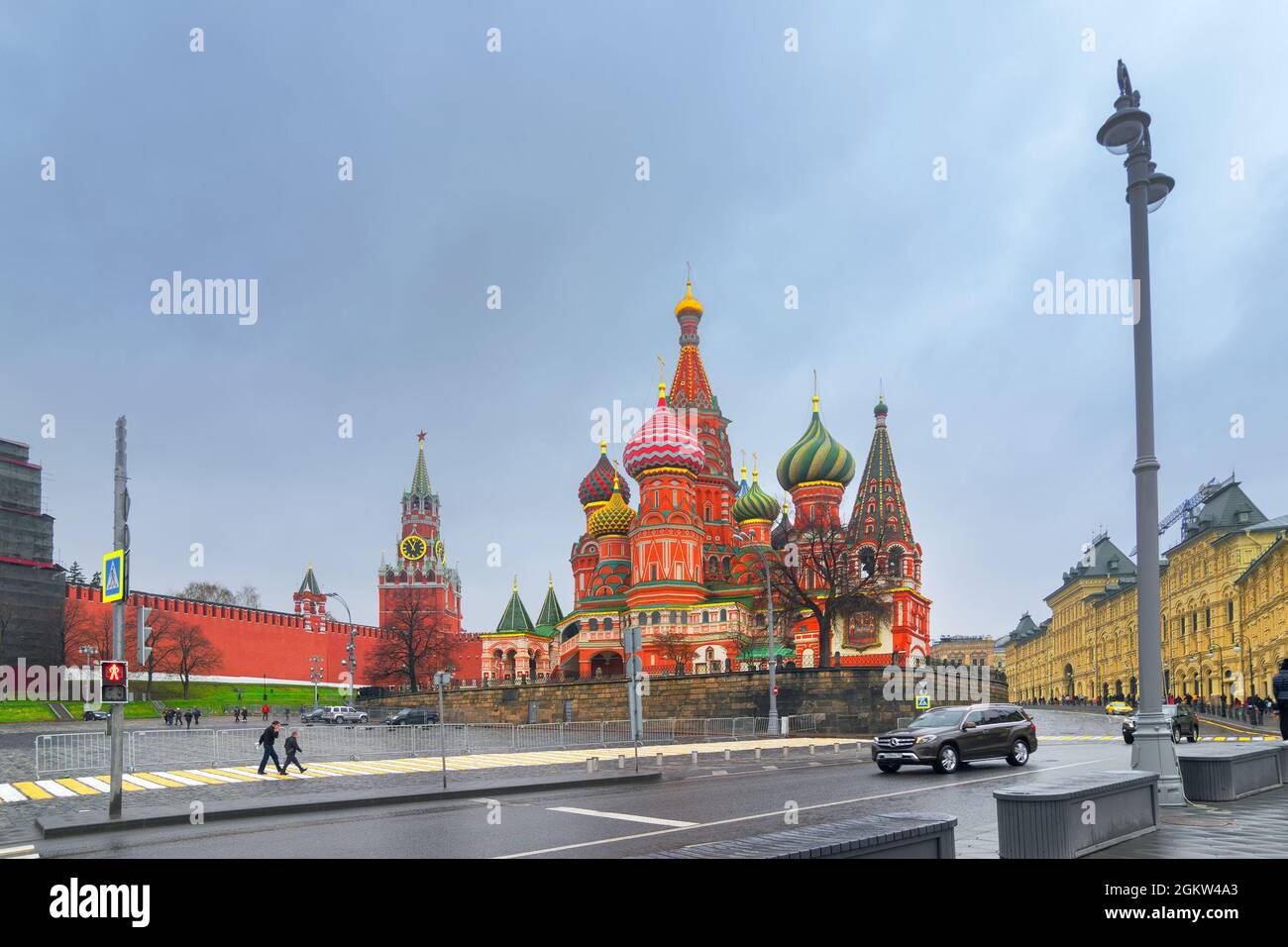 KREMLIN SQUARE , MOSCOW , RUSSIA - APRIL 27TH 2018 : View of Moscow Red ...