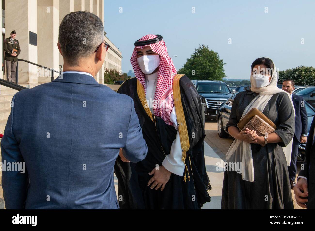Under Secretary of Defense for Policy Dr. Colin H. Kahl greets Saudi Arabia Vice Minister of ...
