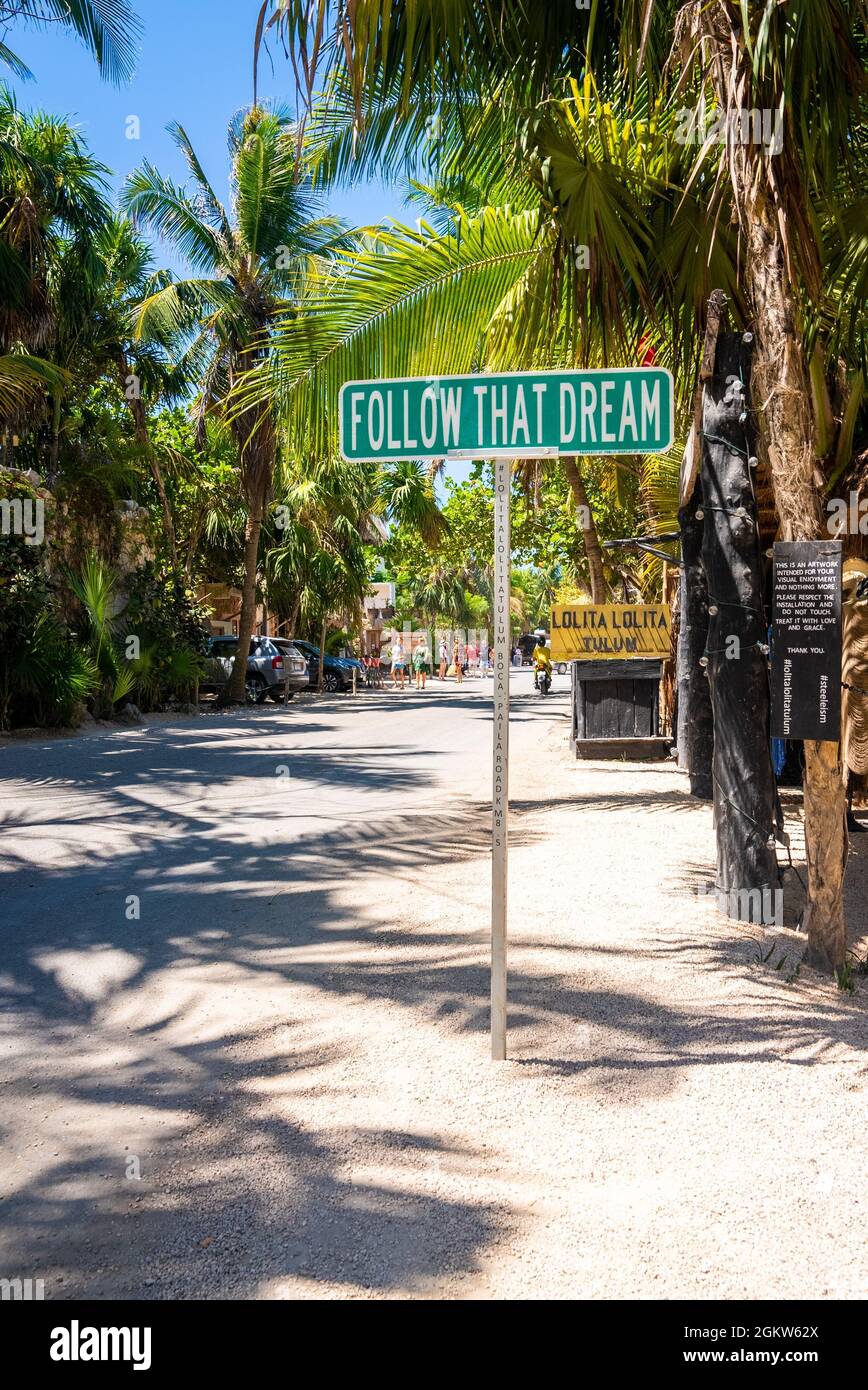 Motivational sign on side of the road saying follow that dream Stock ...