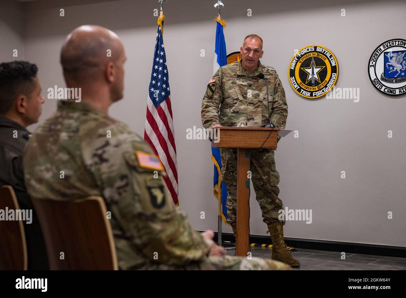 U.S. Army Col. Steven Gventer, right, commander of Joint Task Force ...