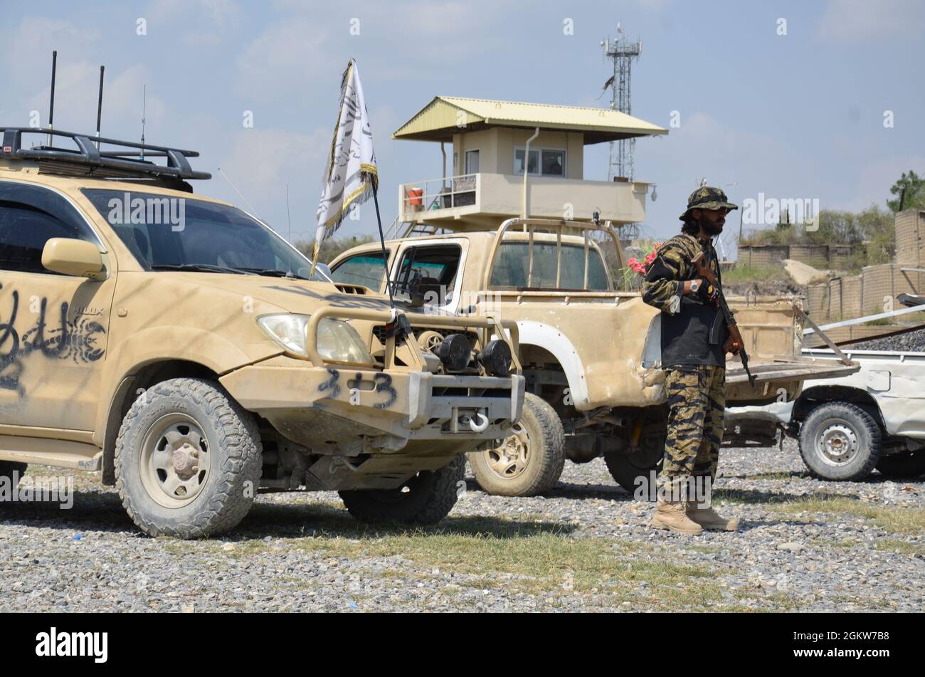 Khost, Afghanistan. 15th Sep, 2021. A member of Taliban stands guard at ...